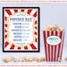 Carnival Popcorn Bar Sign, Popcorn Toppings, Directions, Circus ...