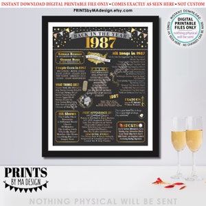 Back in the Year 1987 Poster Board, Remember 1987 Sign, Flashback to ...