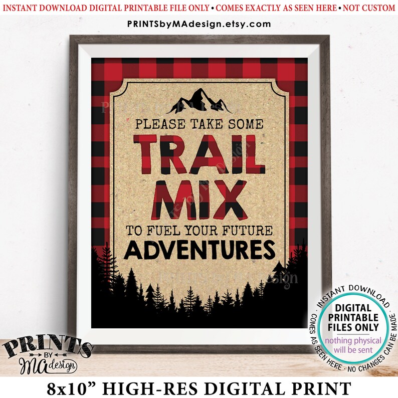 Lumberjack Trail Mix Sign Please Take Some Trail Mix to Fuel - Etsy