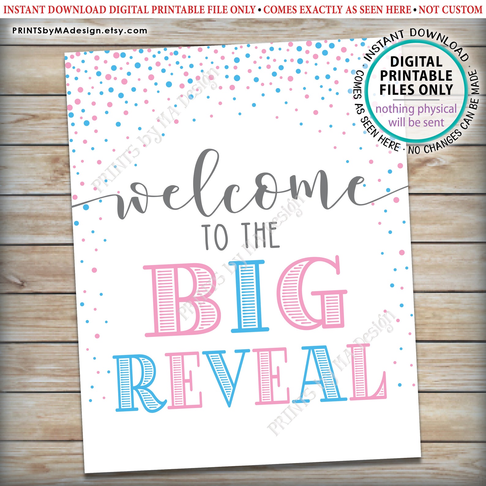 Welcome to the Big Reveal Sign, Gender Reveal Party Sign, PRINTABLE ...