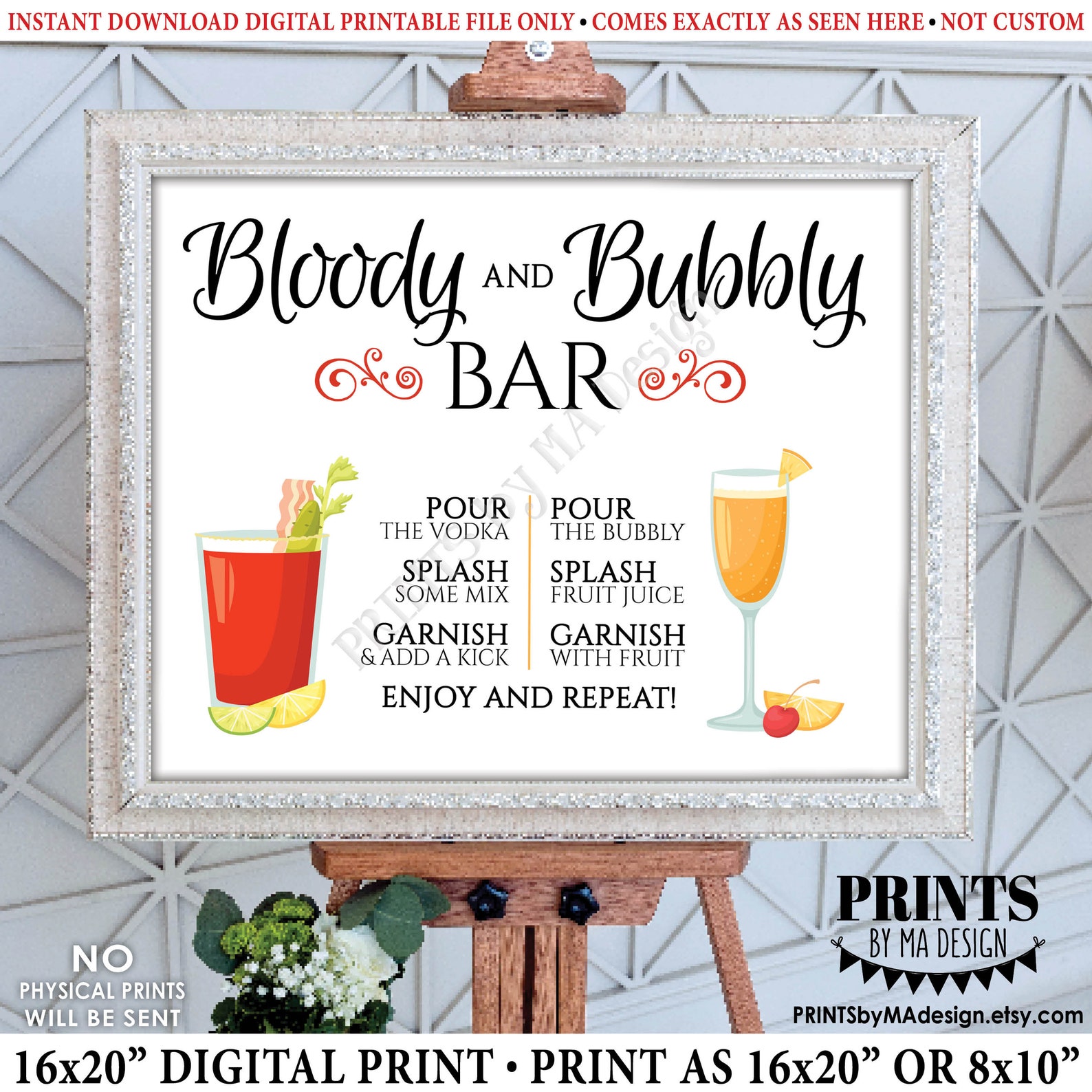 Bloody and Bubbly Bar Sign Mimosas and Bloody Marys Brunch - Etsy