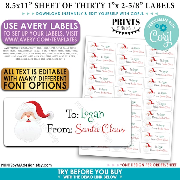 Santa Labels - Etsy