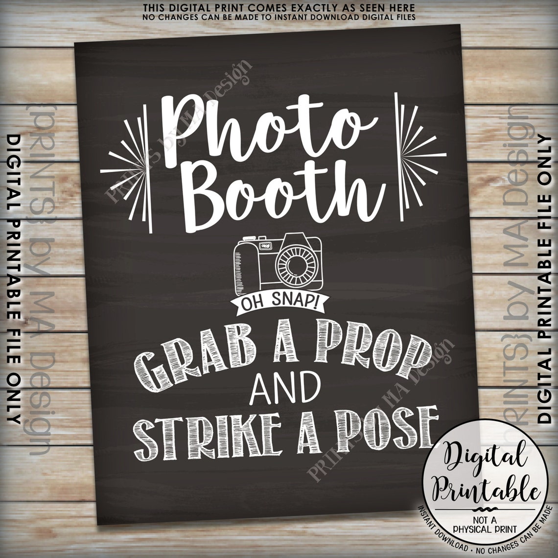 Photobooth Sign Grab a Prop and Strike a Pose Photo Booth - Etsy