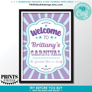 Carnival Welcome Sign, Welcome to the Carnival Entrance Sign, Custom ...