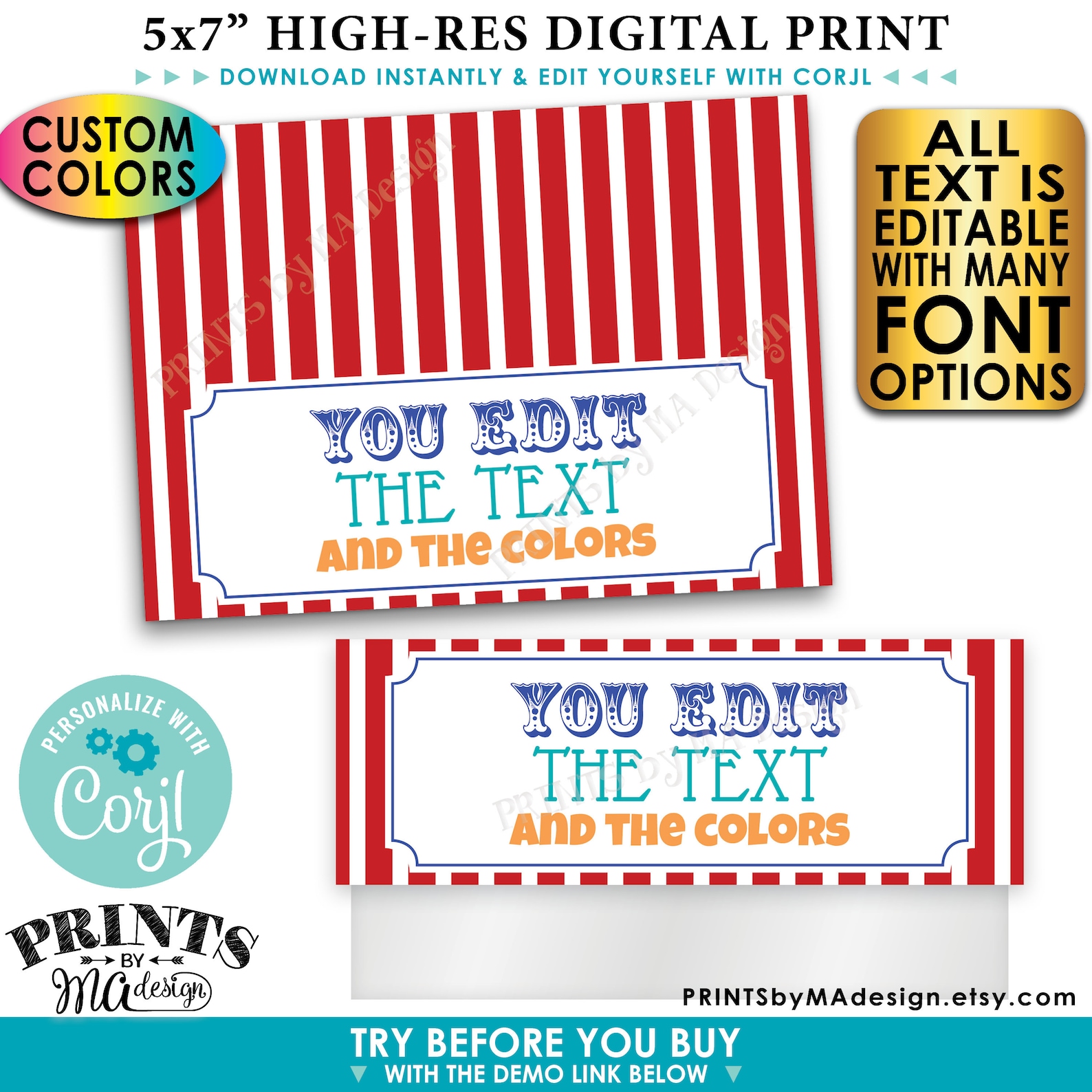 Carnival Goodie Bag Toppers, Any Text/colors, Birthday Party Favor ...