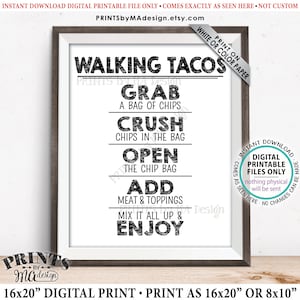 Walking Tacos Sign Taco Bar Graduation Fiesta Cinco De Mayo - Etsy
