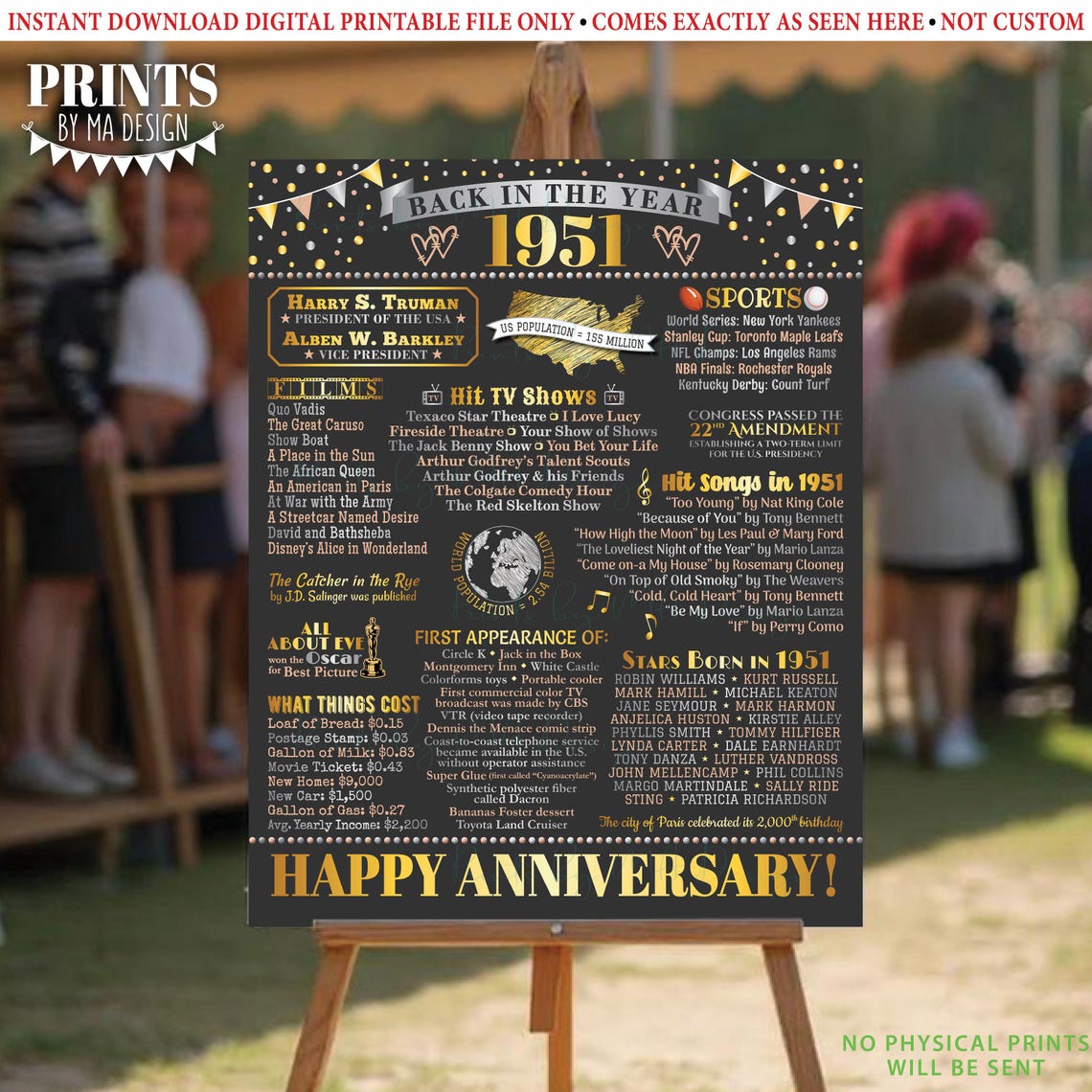Back in the Year 1951 Anniversary Sign, Flashback to 1951 Anniversary ...