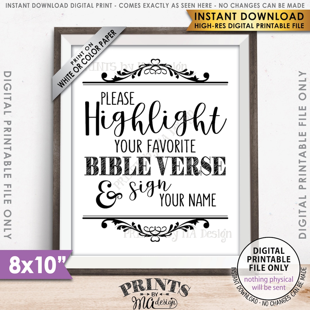 Highlight Your Favorite Bible Verse and Sign Your Name Wedding Sign ...