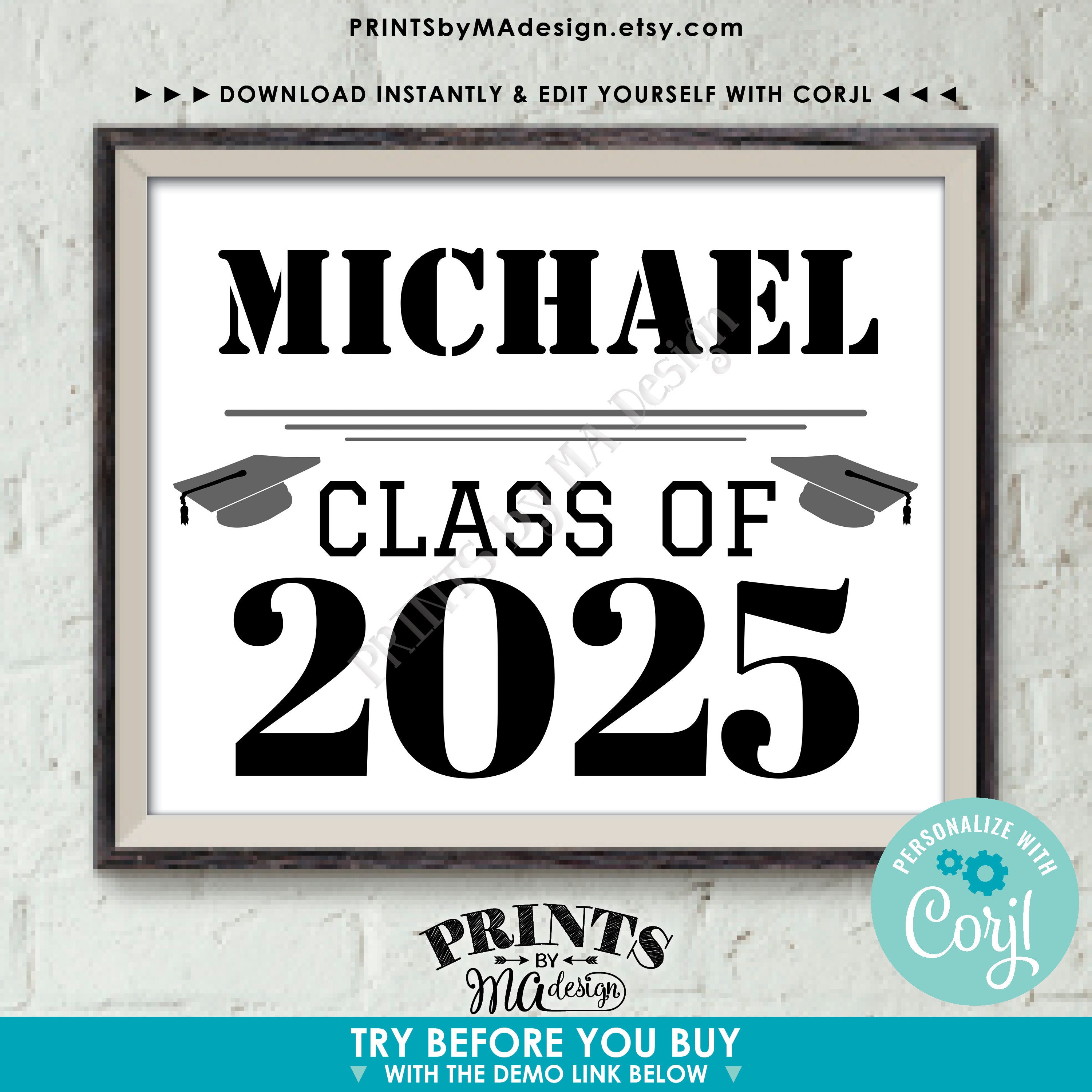 Class of Sign High School or College Grad Custom PRINTABLE - Etsy