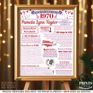 Back in the Year 1970 Birthday Sign, Flashback to 1970 Poster Board ...