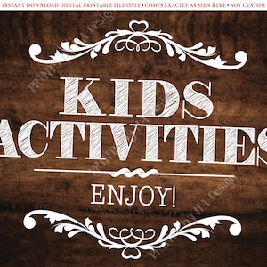 Kids Activities Sign, Kids Table Wedding Sign, Enjoy the Kids ...