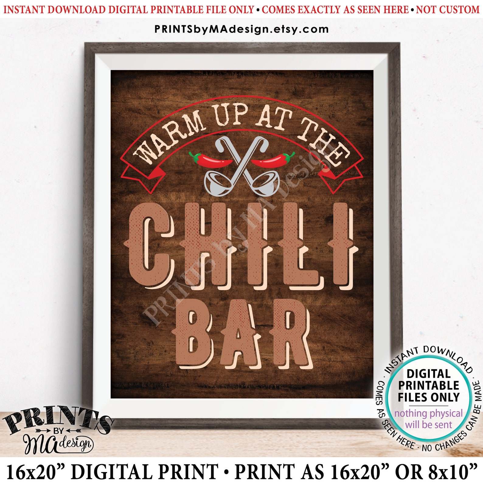Chili Bar Sign Warm up at the Chili Station PRINTABLE - Etsy
