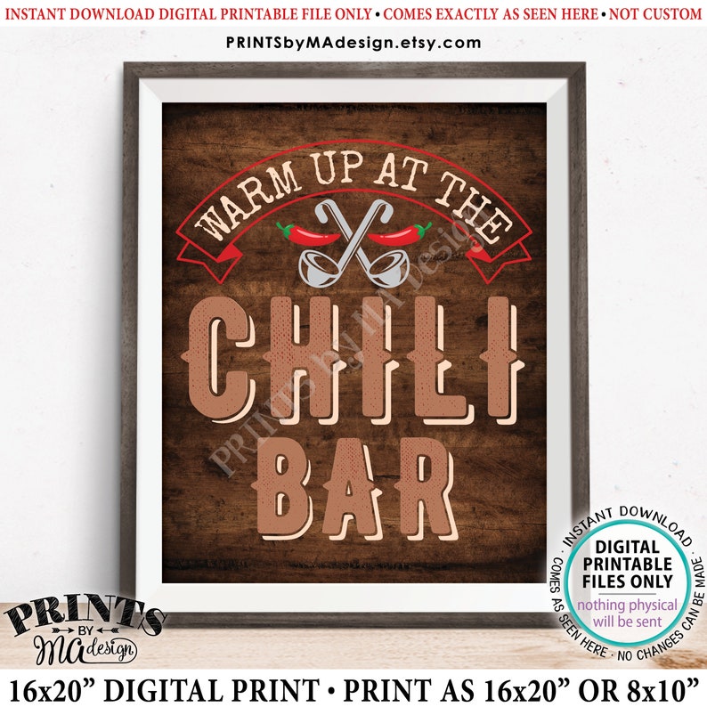 Chili Bar Sign Warm up at the Chili Station PRINTABLE - Etsy