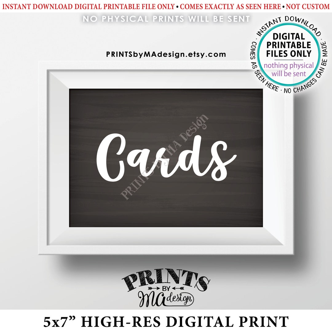 Cards Sign, Gift Table Sign, Birthday, Graduation Party, Bridal or Baby ...