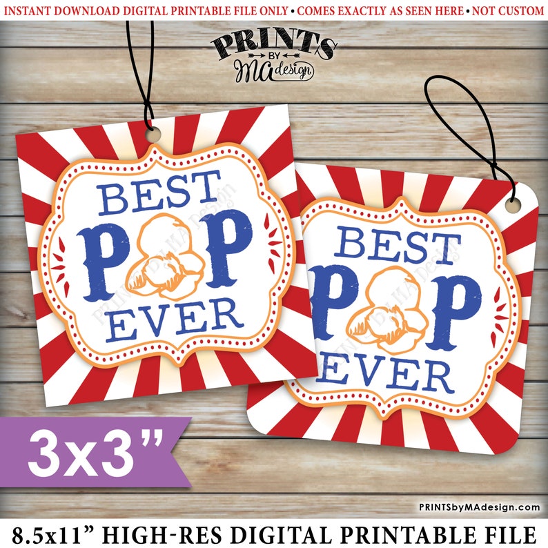 Best Pop Ever Popcorn Tags Carnival Father's Day Gift - Etsy