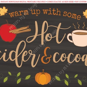 Hot Cider and Cocoa Sign, Warm up With Some Hot Cider & Cocoa ...