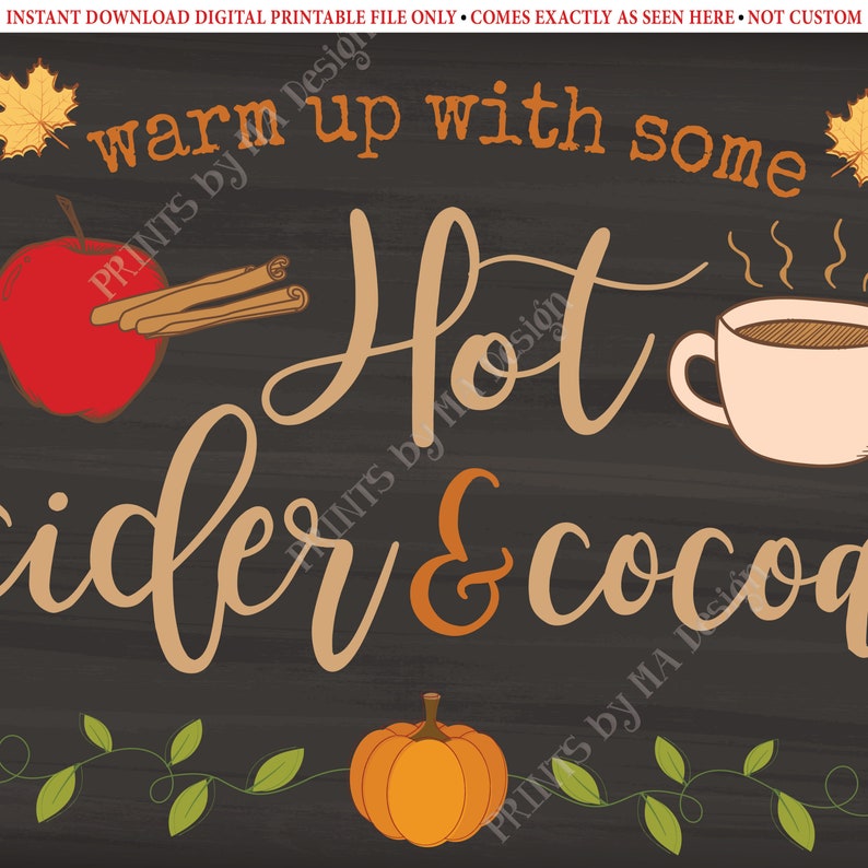 Hot Cider and Cocoa Sign Warm up With Some Hot Cider & Cocoa - Etsy