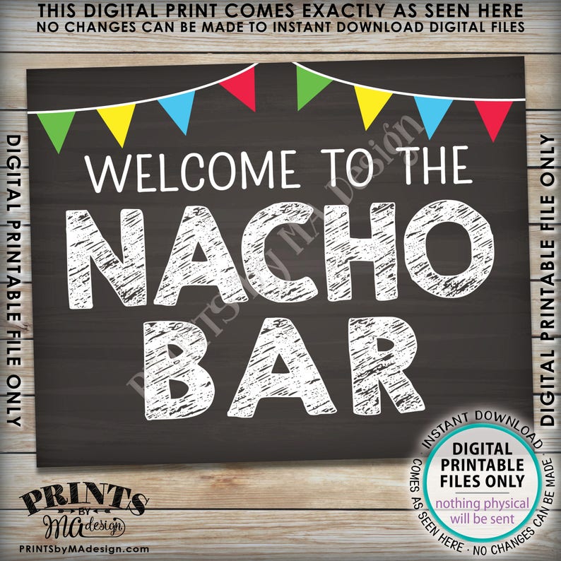 Nacho Bar Sign and Labels Welcome Mexican Food Labels Build | Etsy