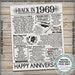 Back in 1969 Sign, '69 Anniversary Married in 1969 Sign, Flashback Gift ...