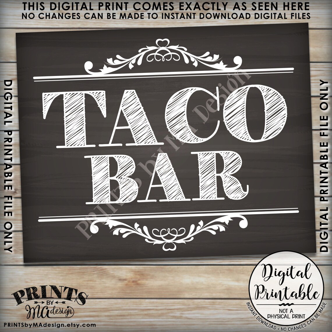 Taco Bar Sign, Taco Sign, Wedding Reception, Shower, Birthday Party ...