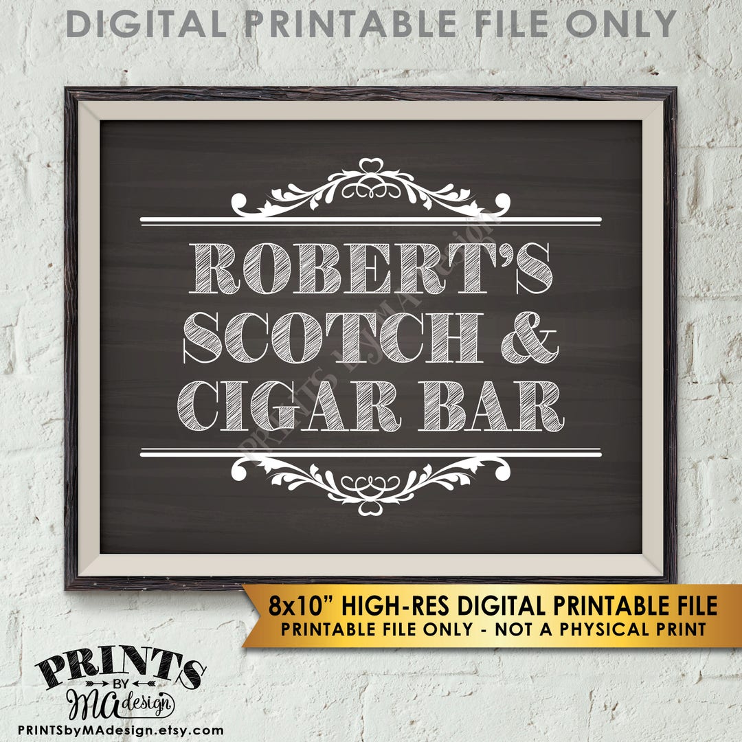 Scotch and Cigar Bar Sign, Scotch & Cigars, His Birthday, Retirement ...