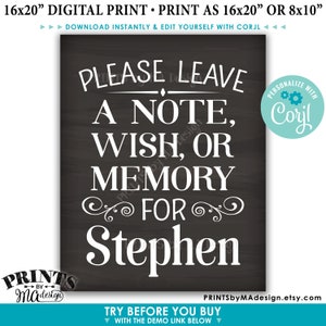 Please Leave a Note Wish or Memory Sign, Write a Message Sign ...