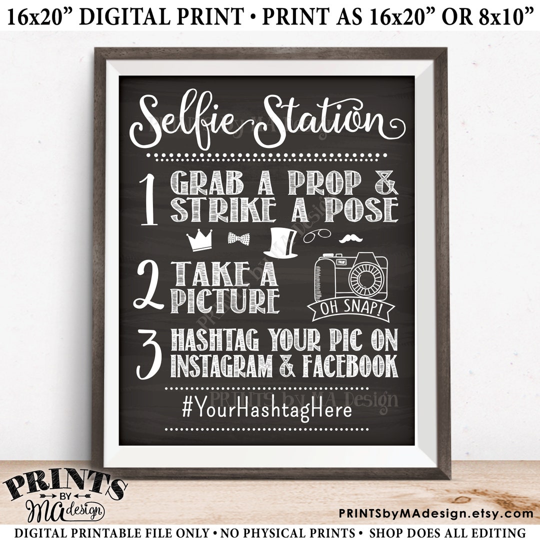 Selfie Station Sign, Share on Instagram & Facebook, PRINTABLE 8x10 ...