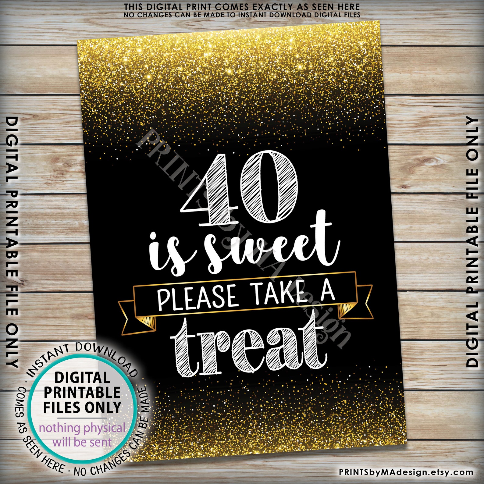 40th Birthday 40 is Sweet Please Take a Treat Fortieth Party | Etsy