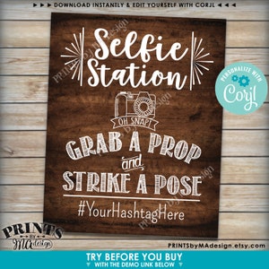 Selfie Station Sign, Share Your Pics on Social Media, PRINTABLE 8x10 ...