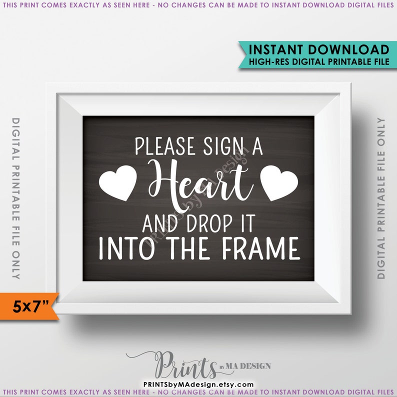 Guestbook Hearts Sign Please Sign a Heart Guest Book - Etsy