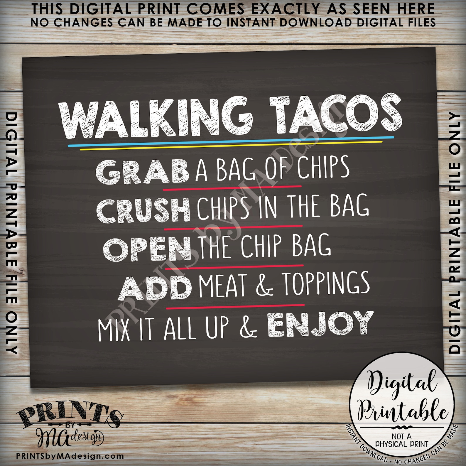 Walking Tacos Sign Taco Bar Taco Sign Cinco De Mayo Sweet - Etsy