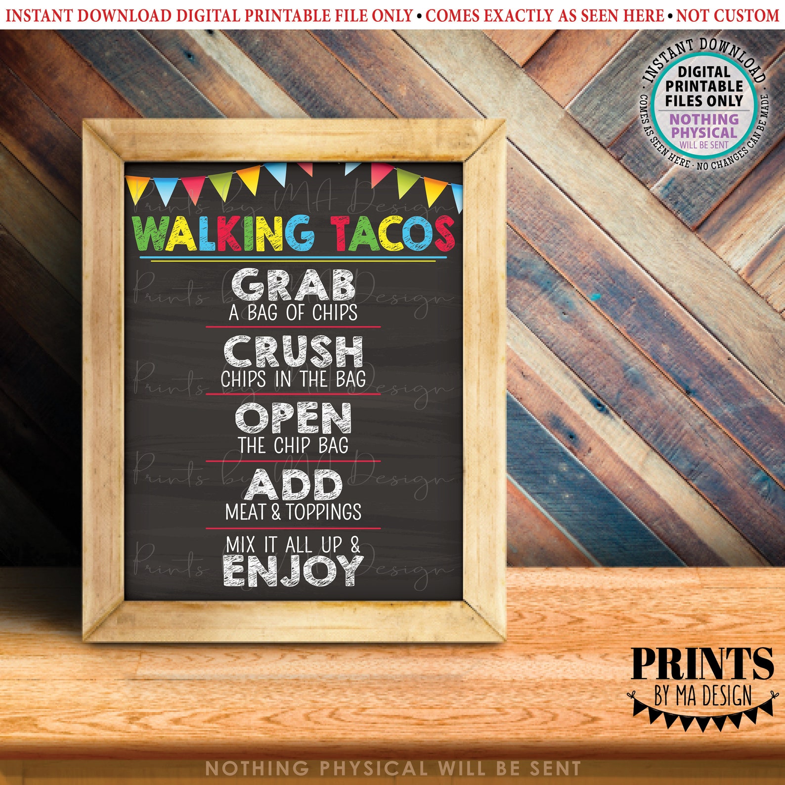Walking Tacos Sign, Cinco De Mayo Fiesta Taco Bar, Sweet Sixteen ...
