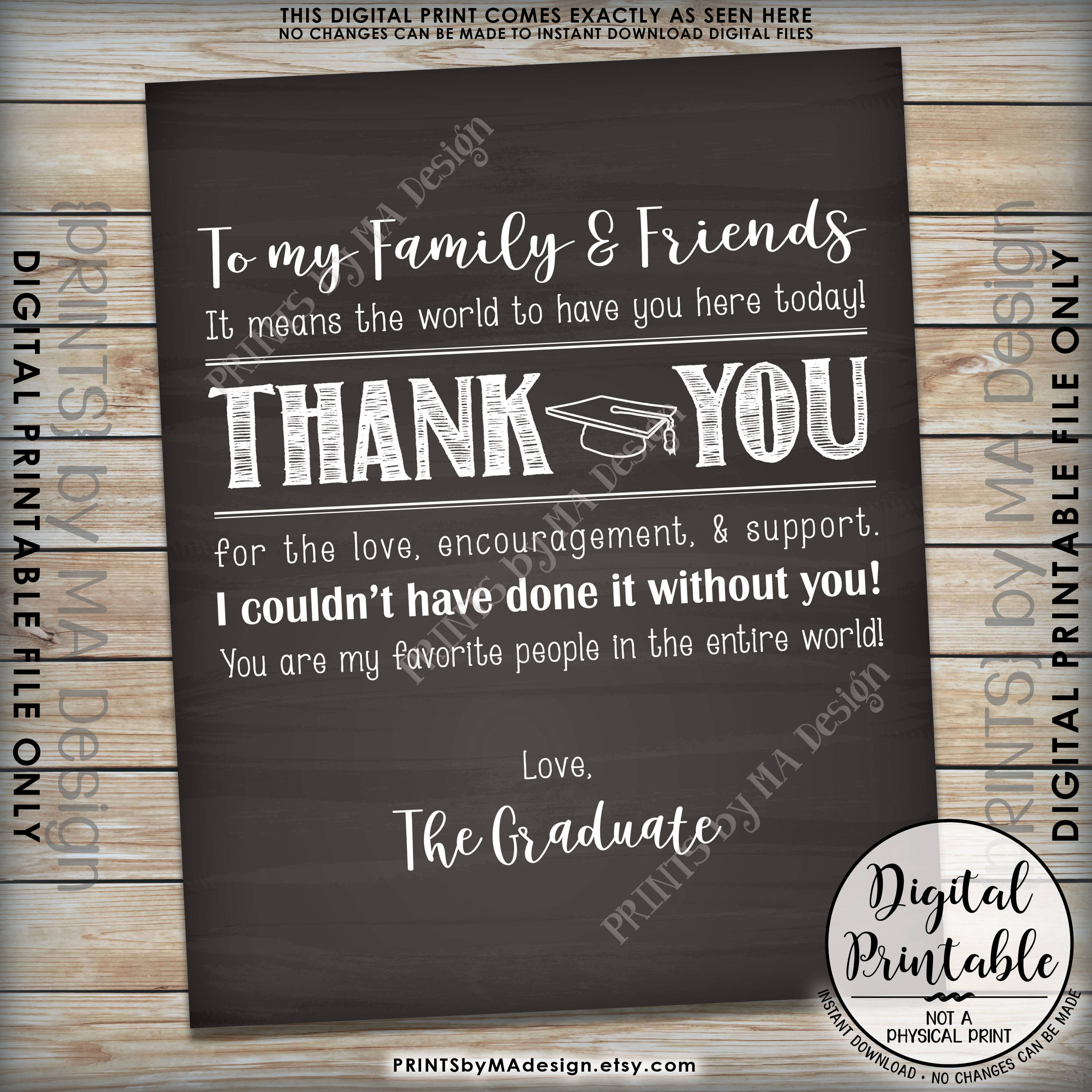 Graduation Thank You Sign Thank You Card Graduation Party Decoration 