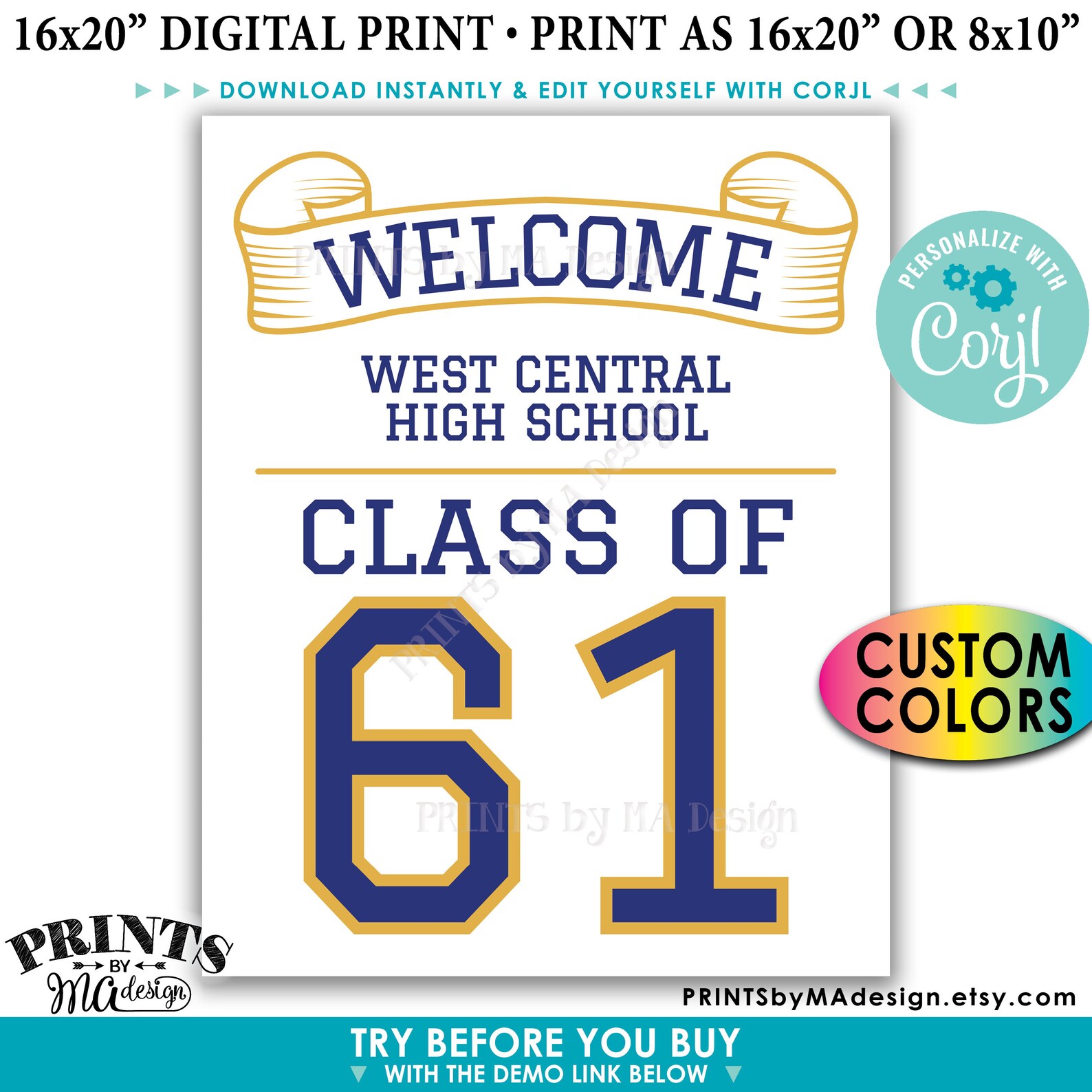 Class Reunion Welcome Sign Custom Class of Reunion - Etsy