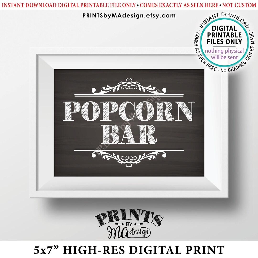 Popcorn Bar Sign, Popcorn Party, Popcorn Station, Graduation, Wedding ...