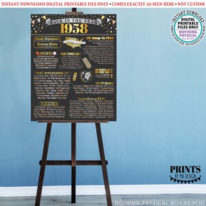 Back in the Year 1958 Poster Board, Remember 1958 Sign, Flashback to ...