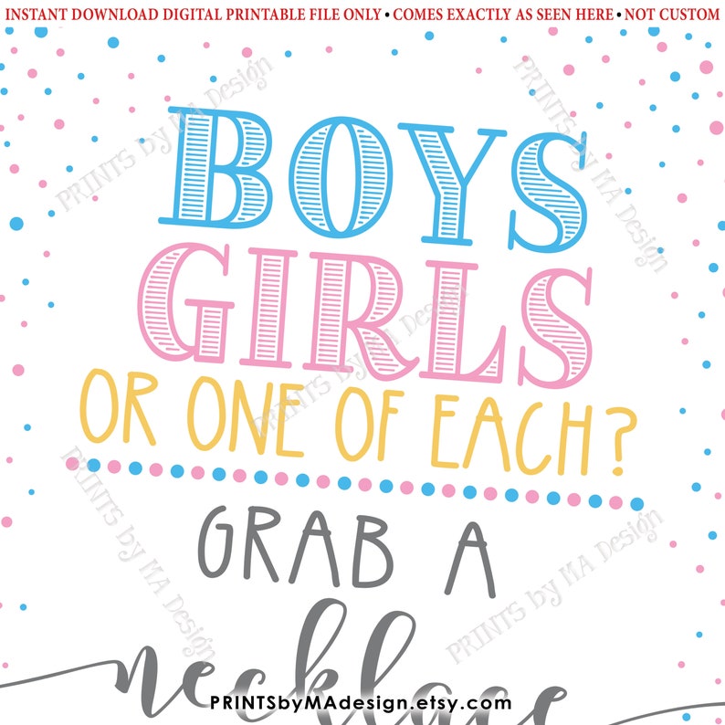 Twins Gender Reveal Party Sign, Boys Girls or One of Each? Grab a ...