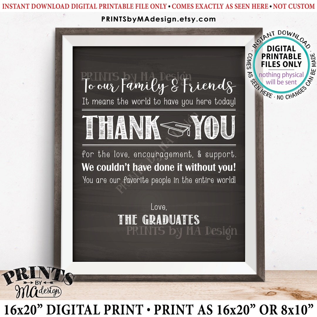 Grads Thank You Sign, Thanks From the Graduates Thank You Card ...