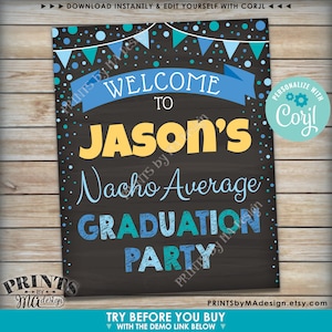 Nacho Average Graduation Party Sign, Graduation Party Decorations ...