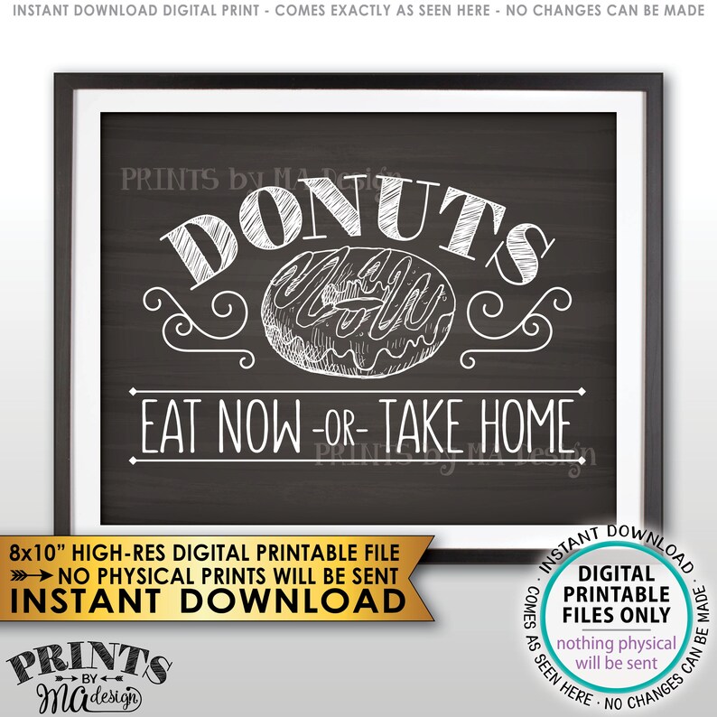 Donut Sign Eat Now or Take Home Take One Donut Station - Etsy