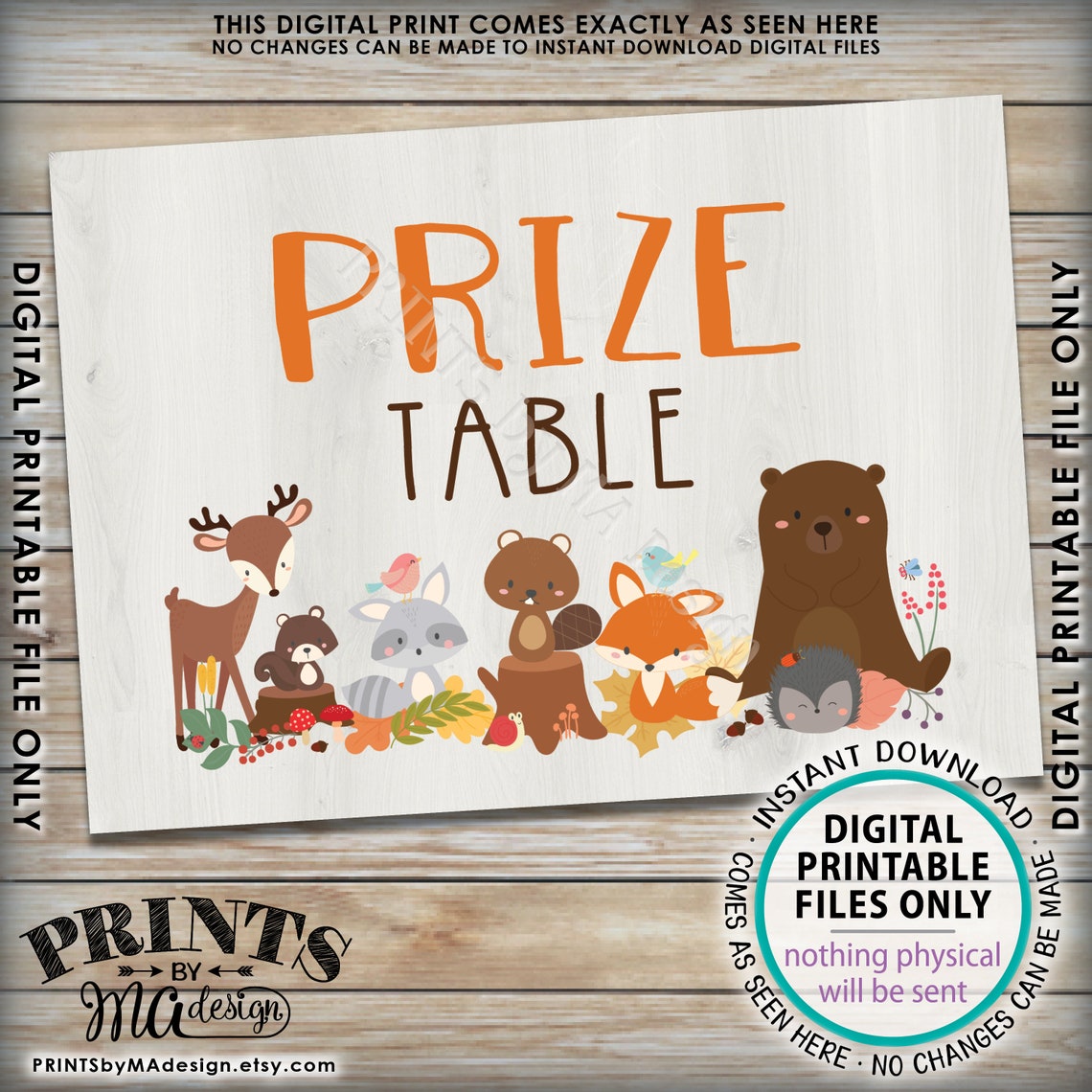 Prize Table Sign Woodland Baby Shower Prize Sign Woodland - Etsy