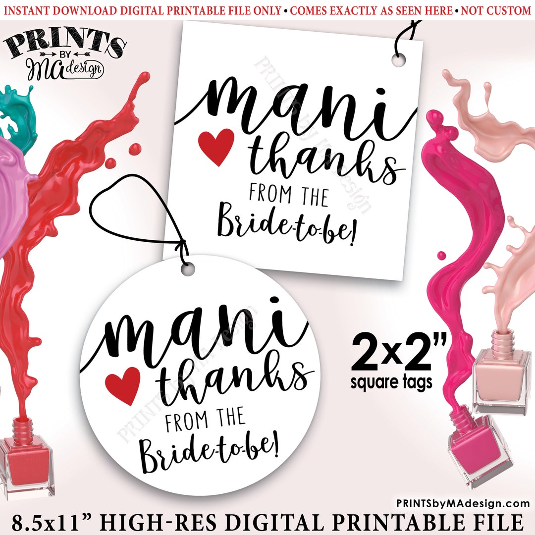 Mani Thanks Nail Polish Favor, From the Bride-to-be Mani Pedi Thank You ...