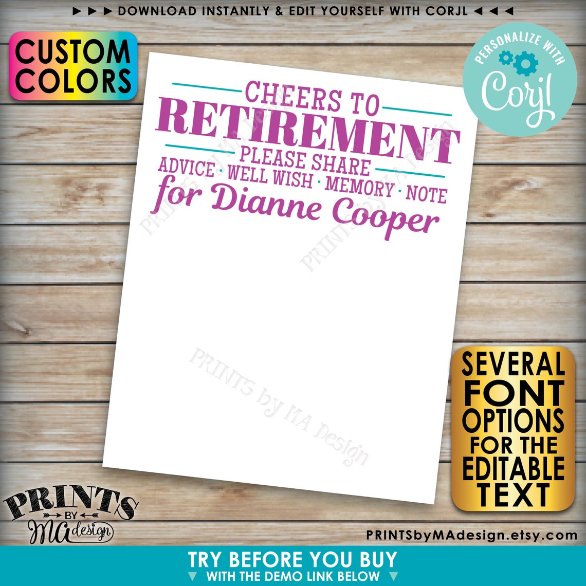 Cheers to Retirement Well Wishes Card Retirement Party Memory - Etsy