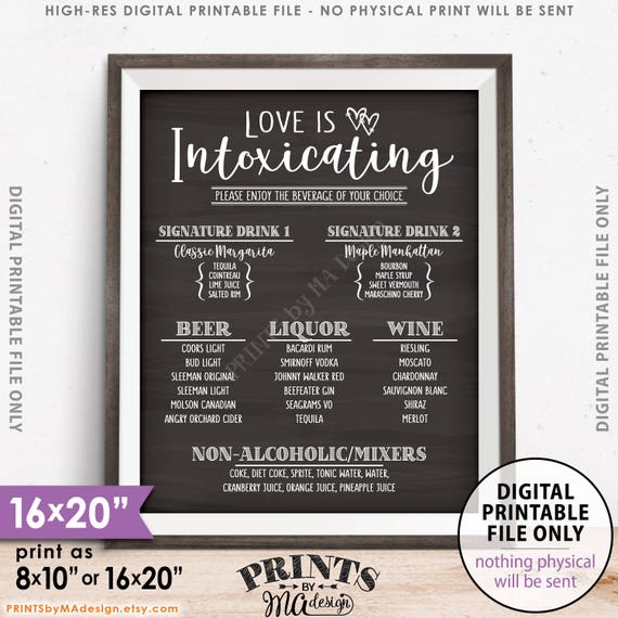 Bar Menu Sign Love is Intoxicating Wedding Bar Sign | Etsy Bar Menu Sign Love is Intoxicating Wedding Bar Sign | Etsy