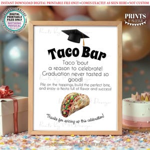 Graduation Taco Bar Sign, Funny Tacos Display Fiesta Themed Menu, Punny ...