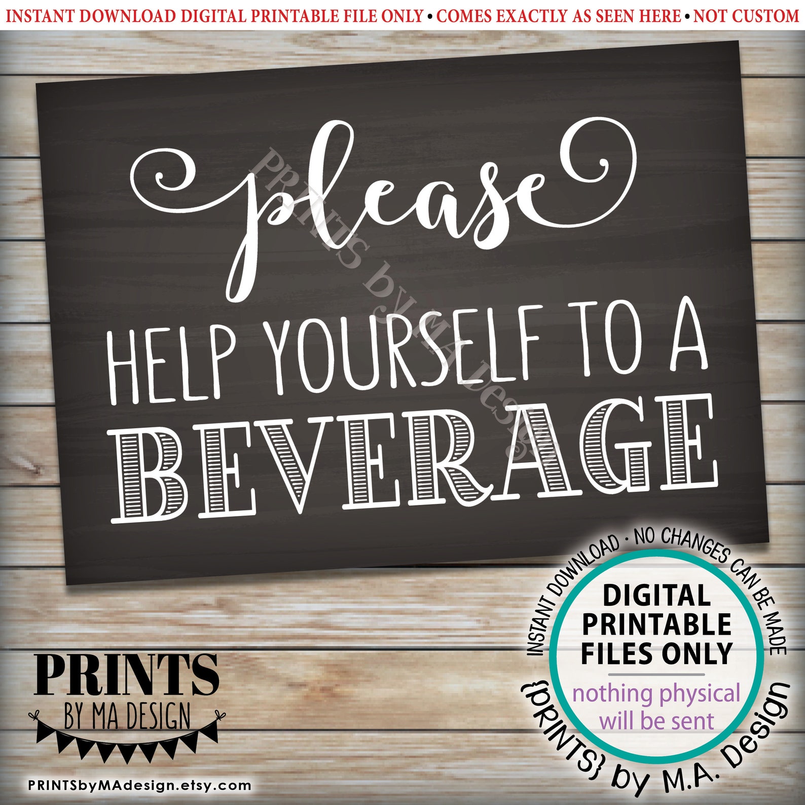 Beverage Station Sign, Please Help Yourself to a Beverage, PRINTABLE ...
