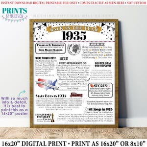 Back in 1935 Poster Board, USA History From 1935, Remember 1935 ...
