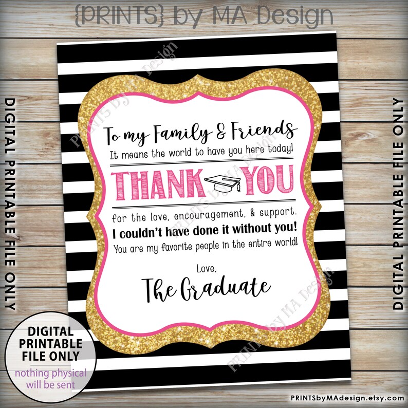 Thank You Sign, Graduation Party Decoration, Thanks From the Graduate ...