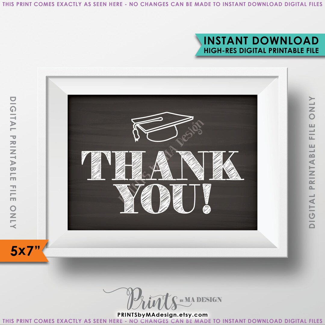 Thank You Sign, Thank You Card, Graduation Party Decoration, Thanks ...