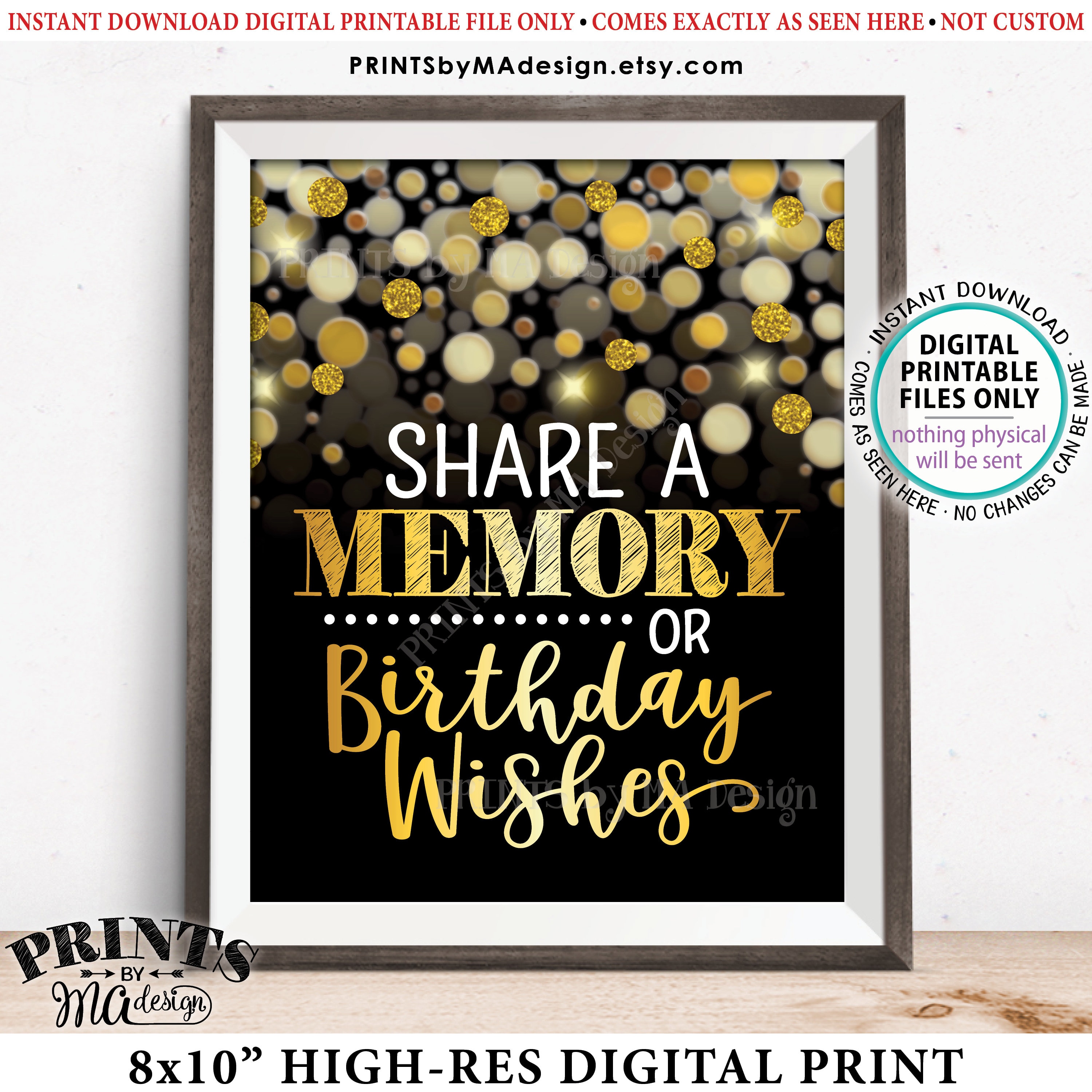 Share a Memory or Birthday Wishes Sign, Birthday Wish, Memories Sign ...
